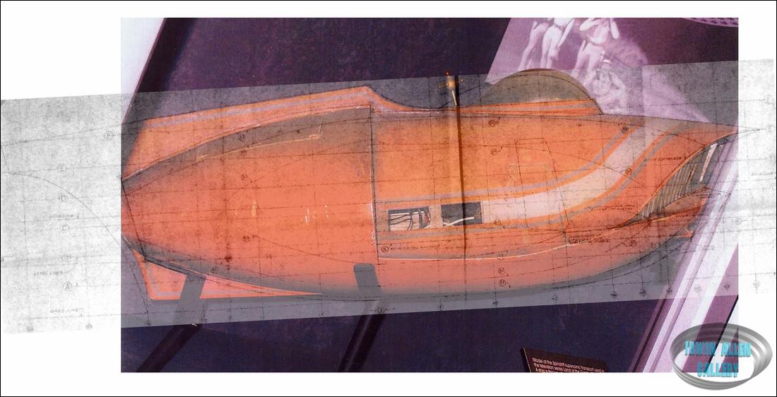 Overlay of blueprint on Spindrift miniature